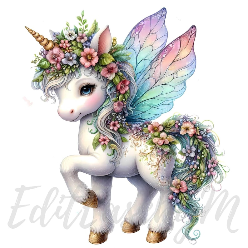 Enchanted Fairy Unicorn Clipart | 10 High-quality 300 DPI Jpegs ...
