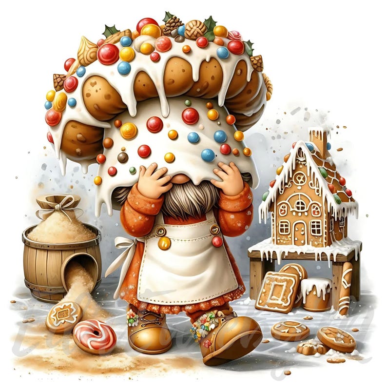 Gingerbread Baker Gnome Clipart | 10 High-quality 300 DPI JPG ...
