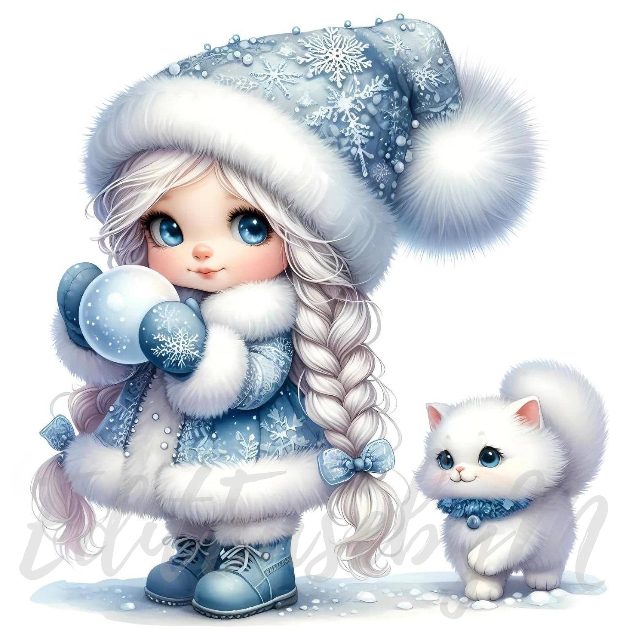 Frosty Cat Friend Gnome Clipart | 10 High-quality 300 DPI Jpegs ...