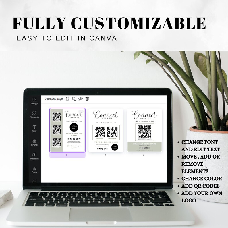 Social Media Sign for Small Business QR Code Sign Connect With Us Sign ...