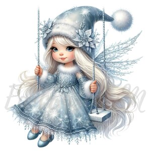 Winter Snowflake Fairy Gnome Clipart 10 High-quality 300 DPI Jpgs ...