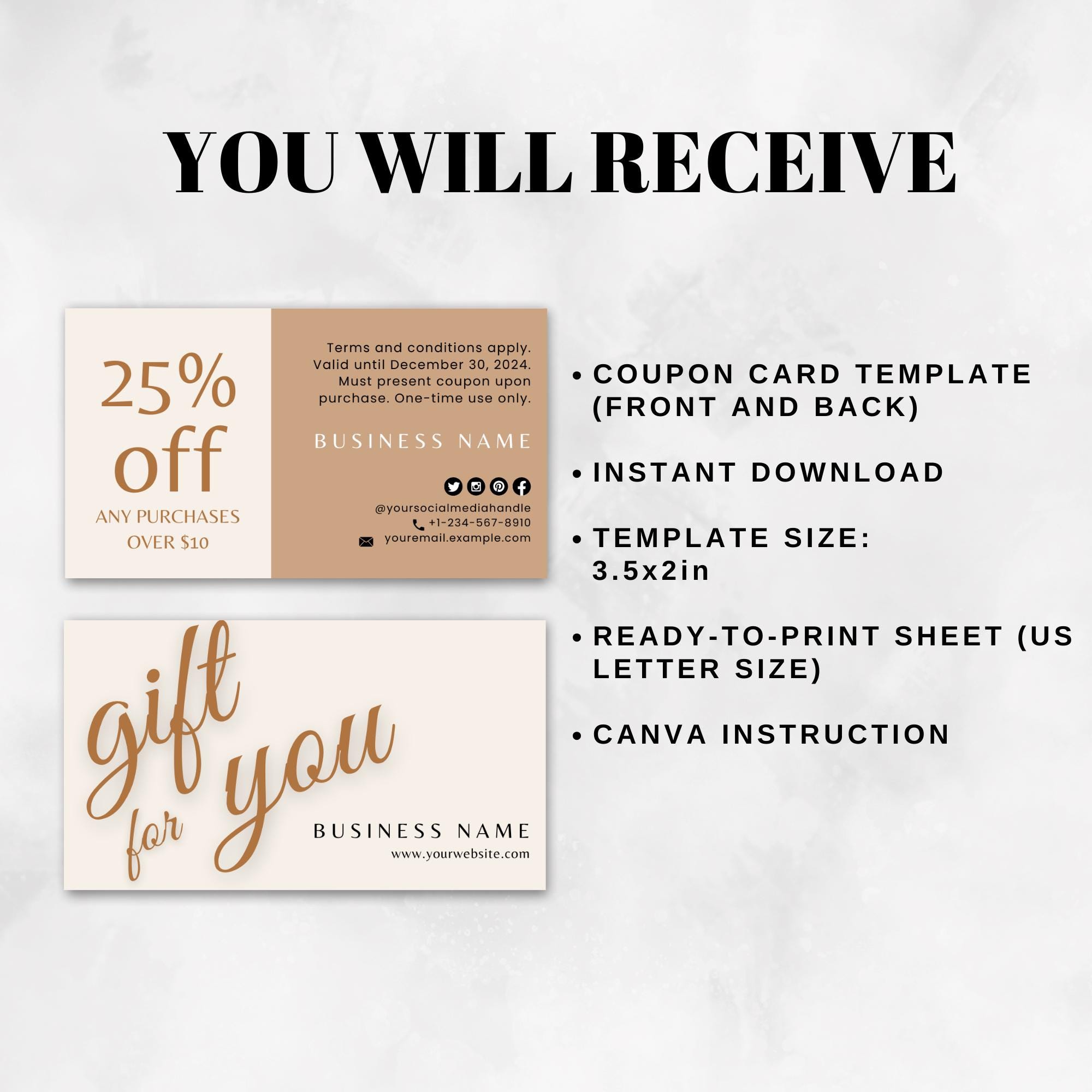 Editable Coupon Card Template Customizable Marketing Card for Small ...