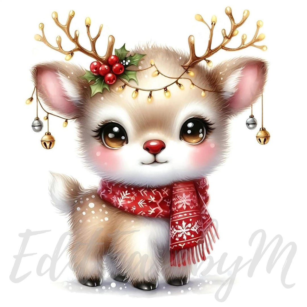 Christmas Reindeer Clipart | 10 High-quality 300 DPI Jpegs Commercial ...