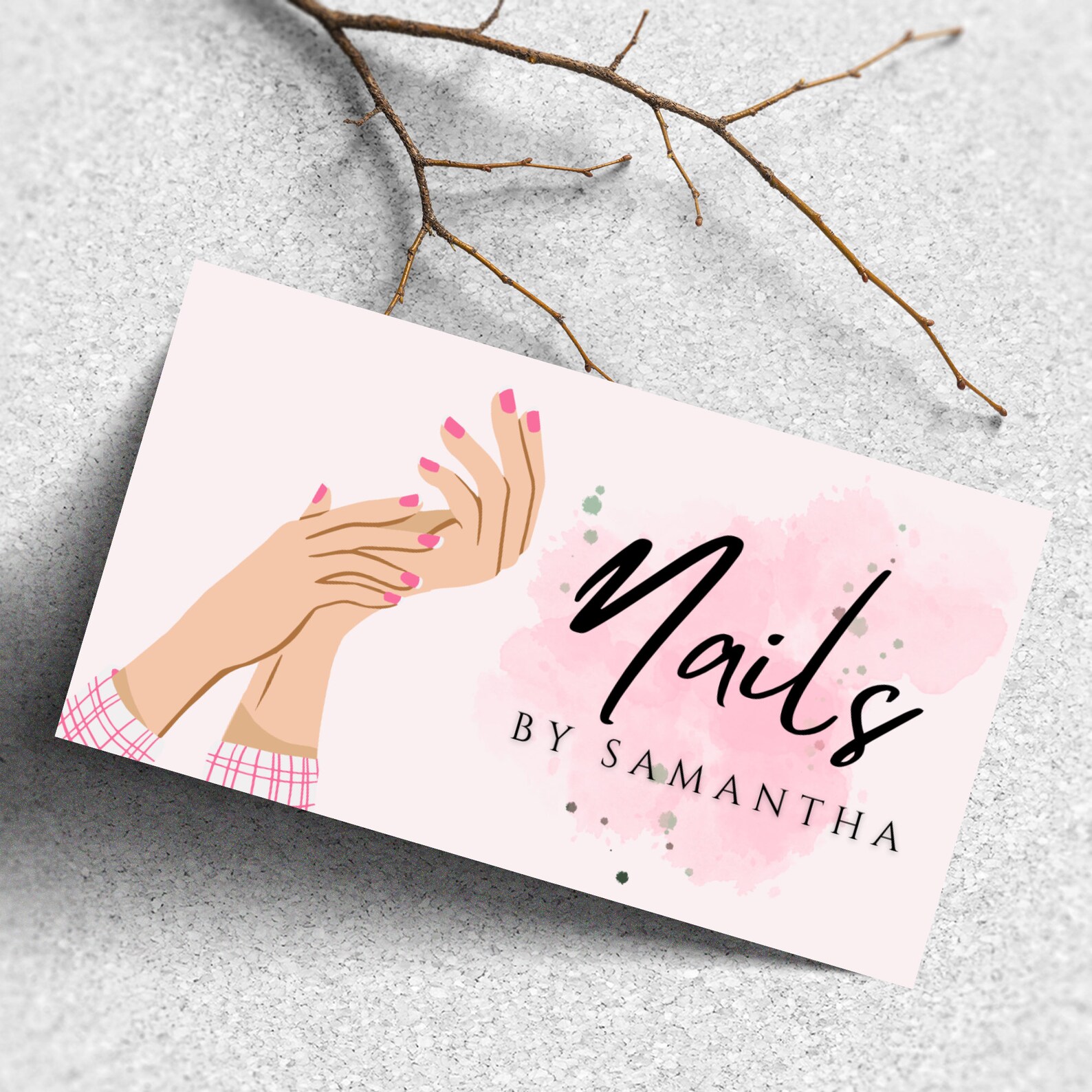 Business Card Template QR Code | Pink Nail Tech Editable Nail Artist ...