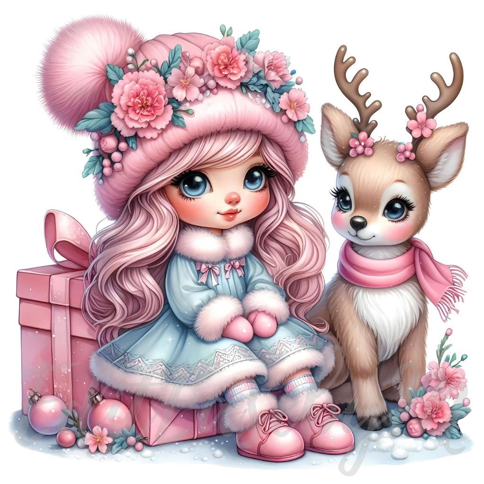 Reindeer Friend Gnome Clipart | 10 High-quality 300 DPI Jpegs ...