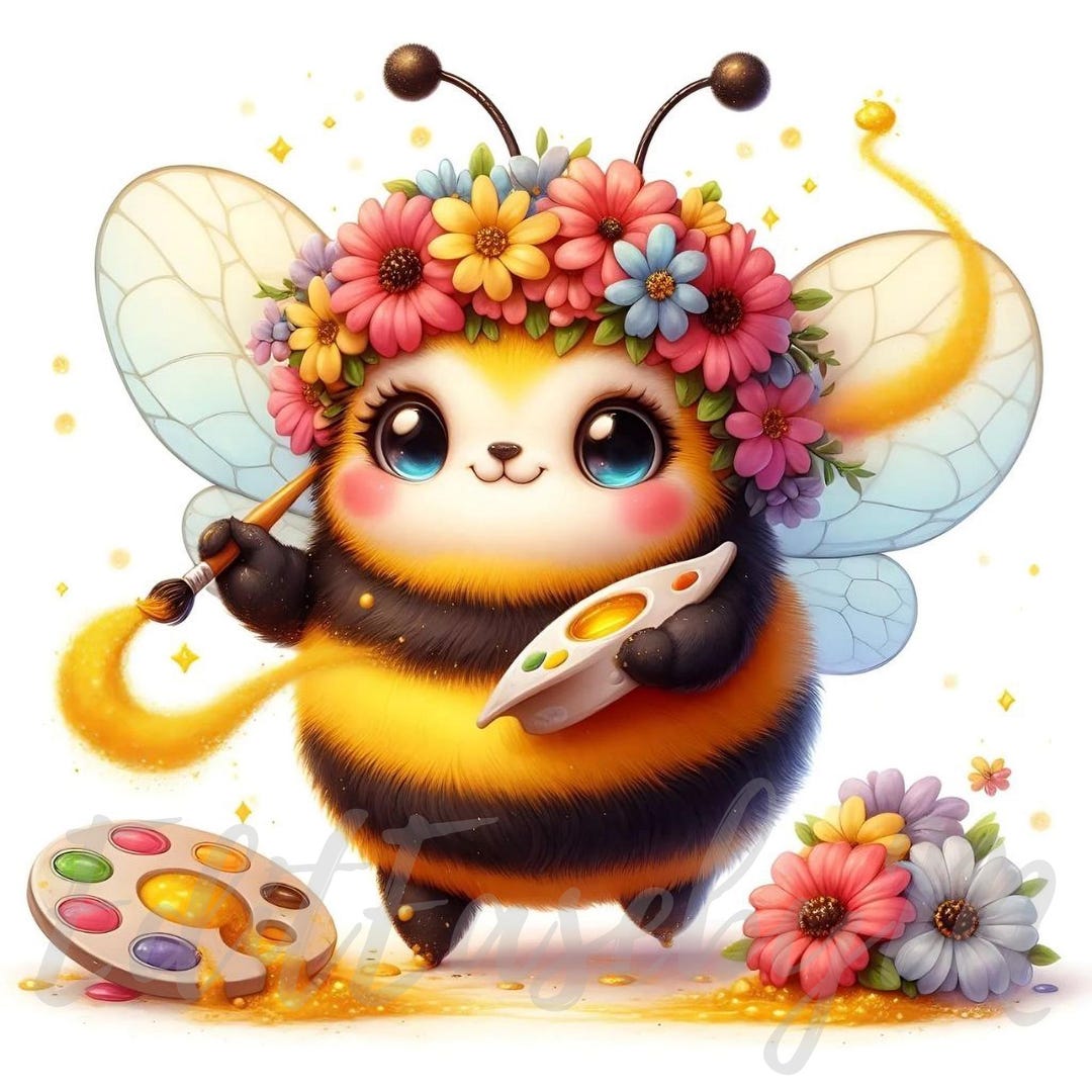 Pollen Puff Bee Clipart | 10 High-quality 300 DPI Jpegs Commercial Use ...
