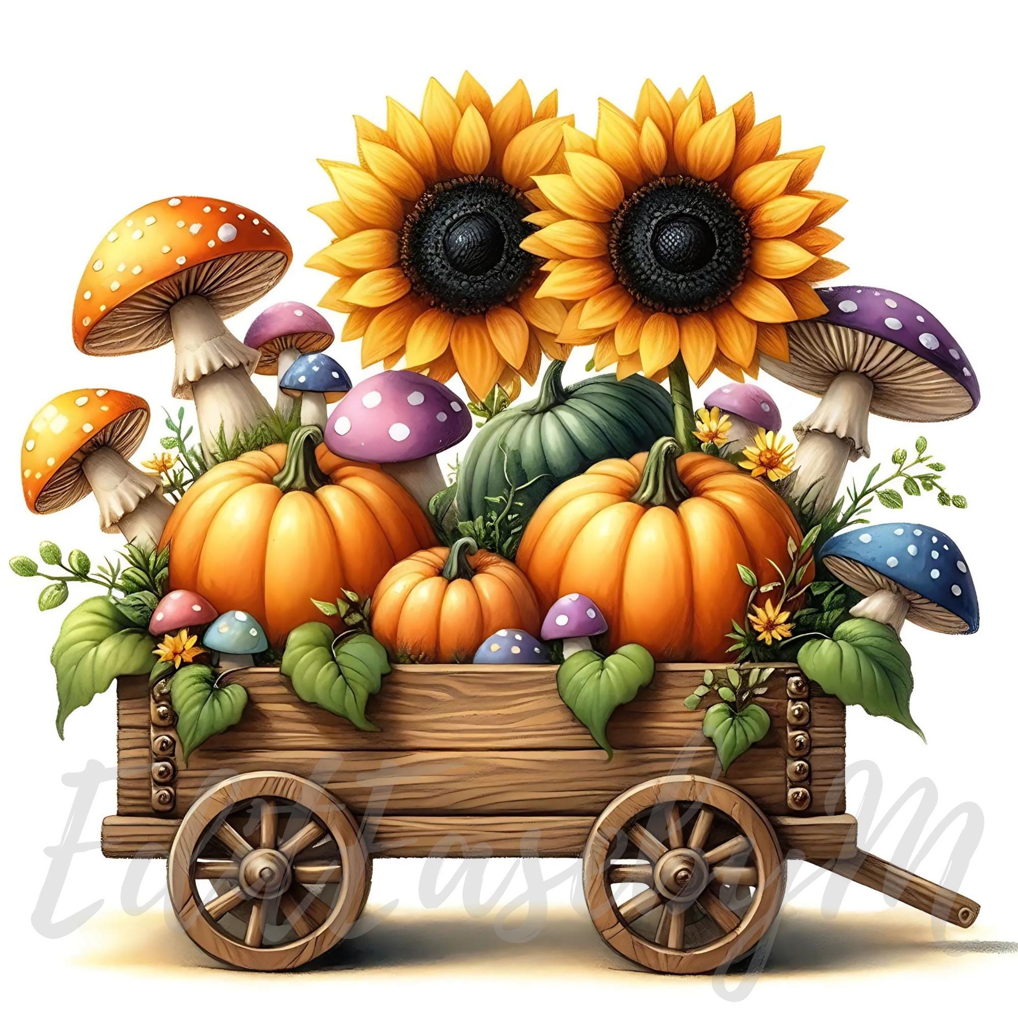 Pumpkin Wagon Clipart | 10 High-quality 300 DPI JPEG Commercial Use ...