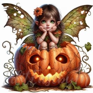 Pumpkin Parasite Fairy Clipart | 10 High-quality 300 DPI Jpegs ...