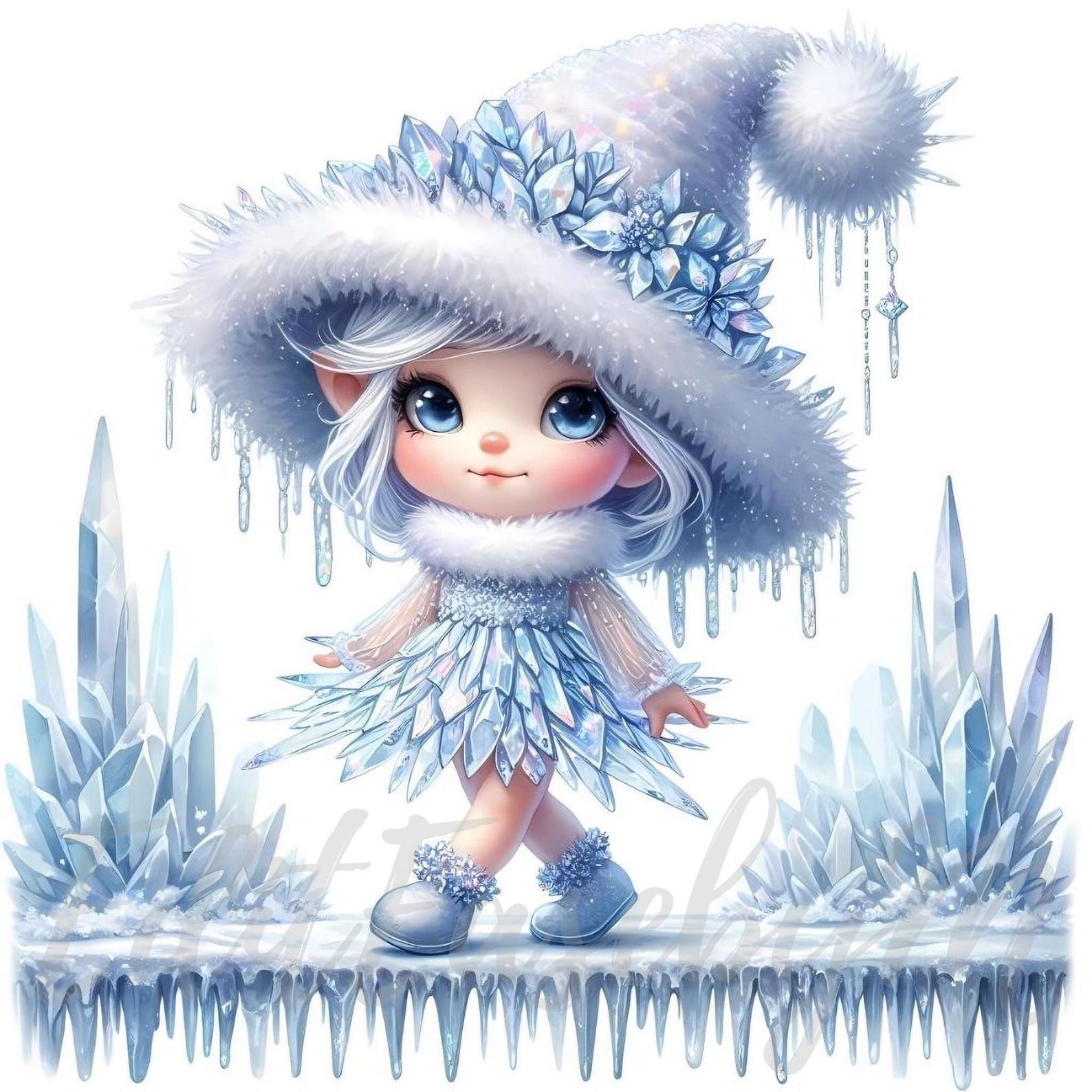 Ice Crystal Gnome Clipart | 10 High-quality 300 DPI Jpegs Commercial ...