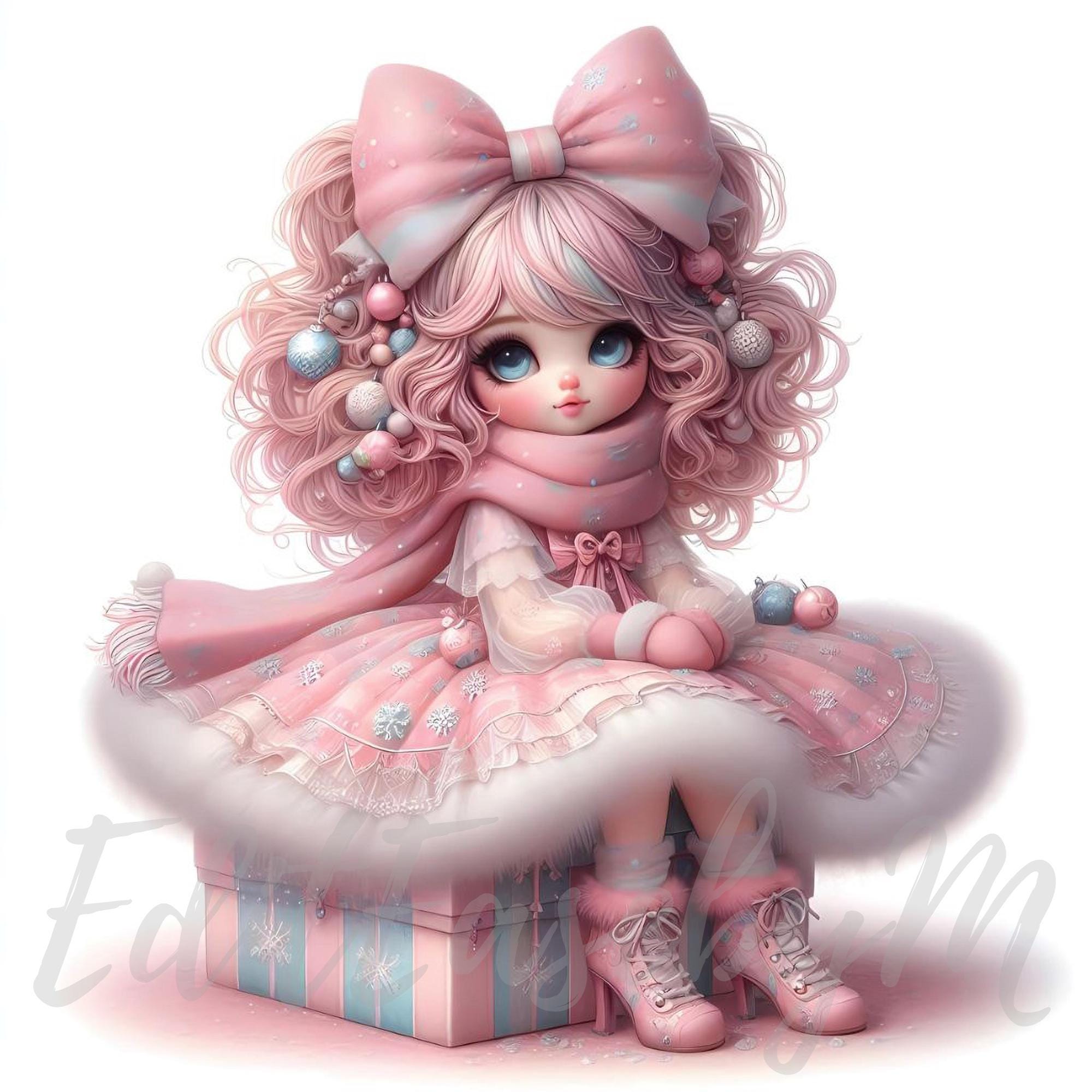 Pink Coquette Doll Clipart | 10 High-quality 300 DPI Jpegs Commercial ...