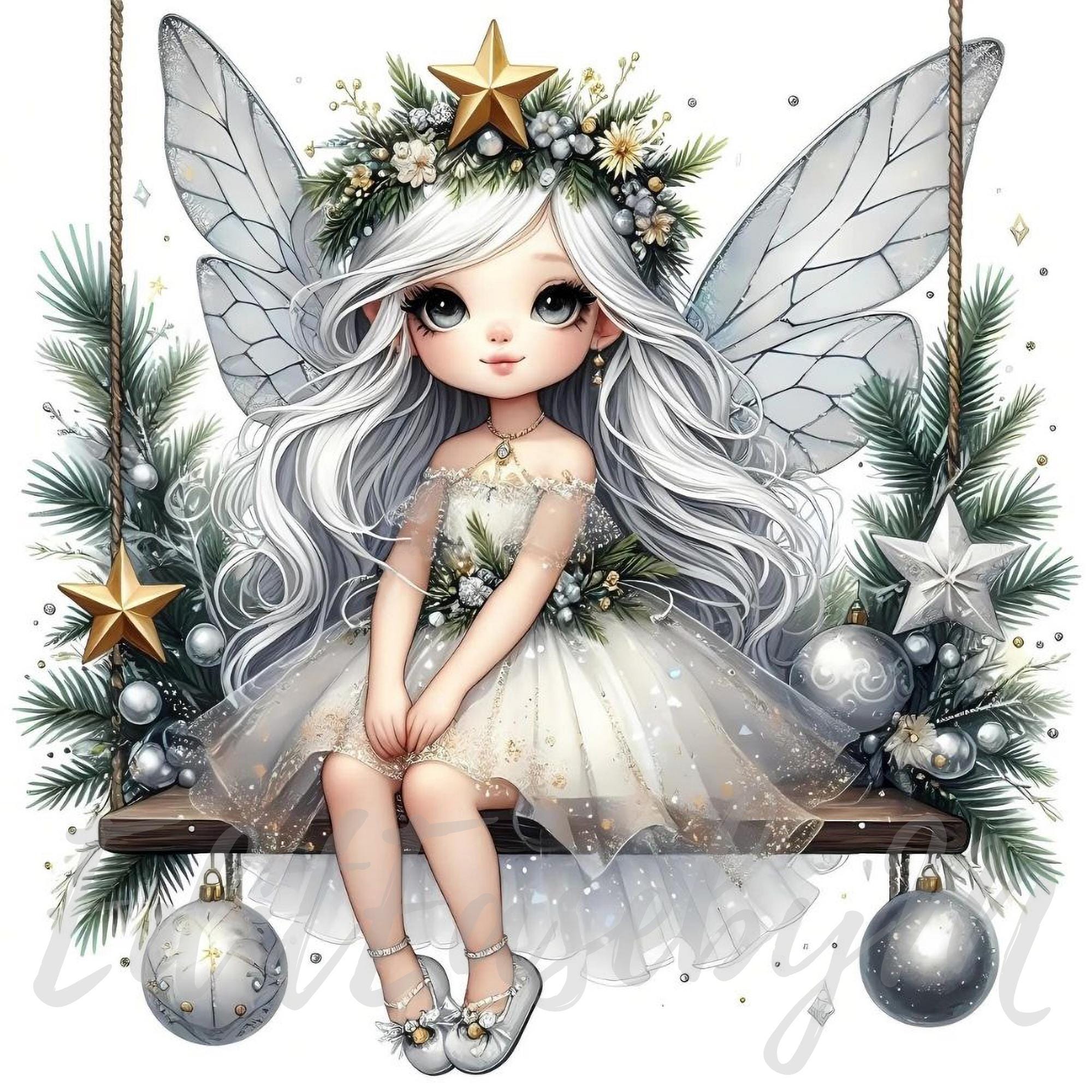 Christmas Tree Fairy Clipart | 10 High-quality 300 DPI Jpegs Commercial ...