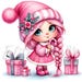 Pink Christmas Gnome Clipart | 10 High-quality 300 DPI Jpegs Commercial ...