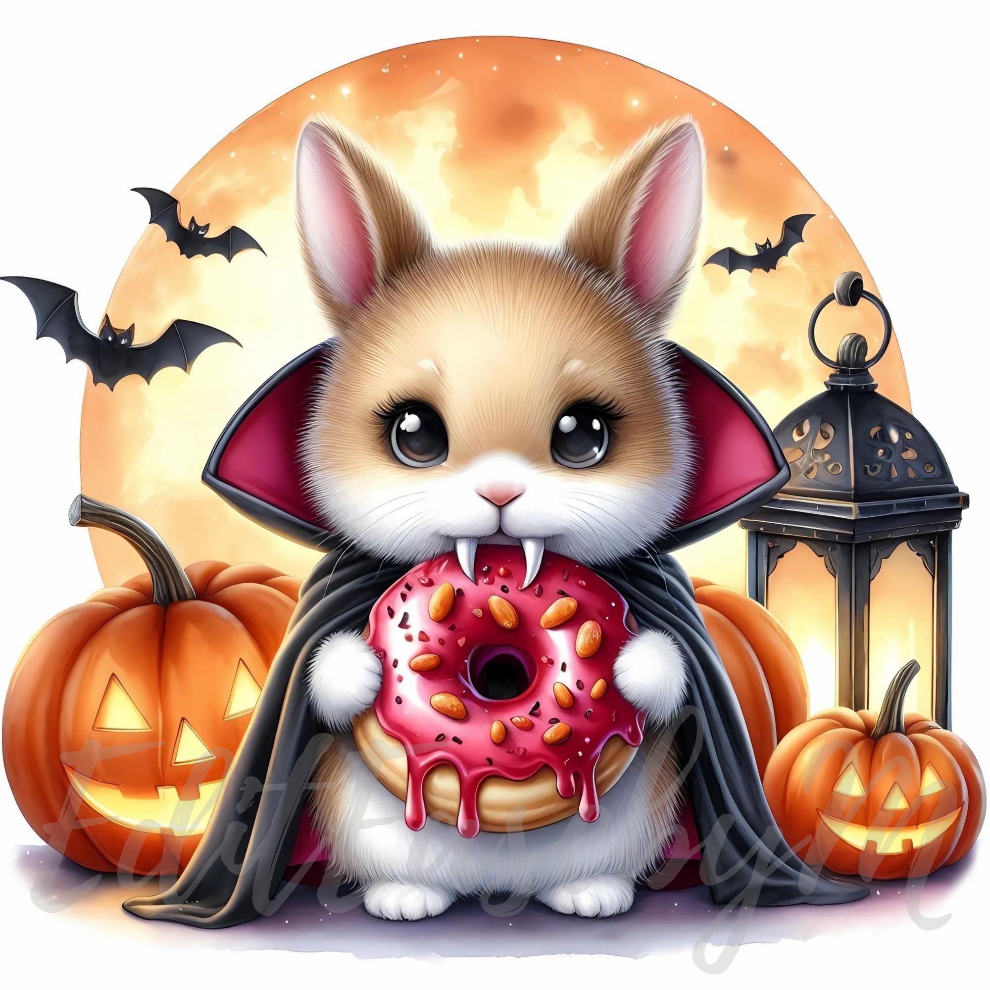 Vampire Bunny Picnic Clipart | 10 High-quality 300 DPI Jpegs Commercial ...