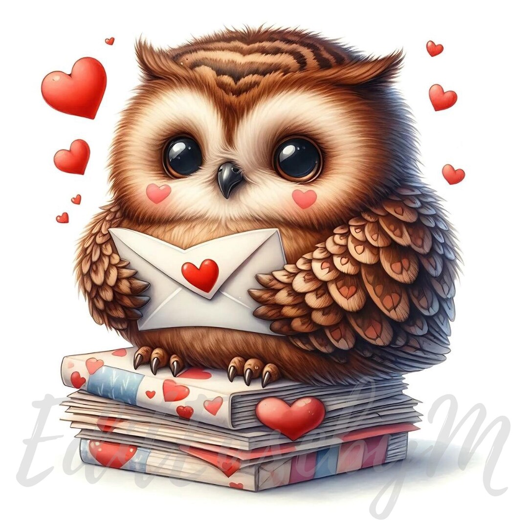 Love Letter Owl Clipart | 10 High-quality 300 DPI Jpegs Commercial Use ...
