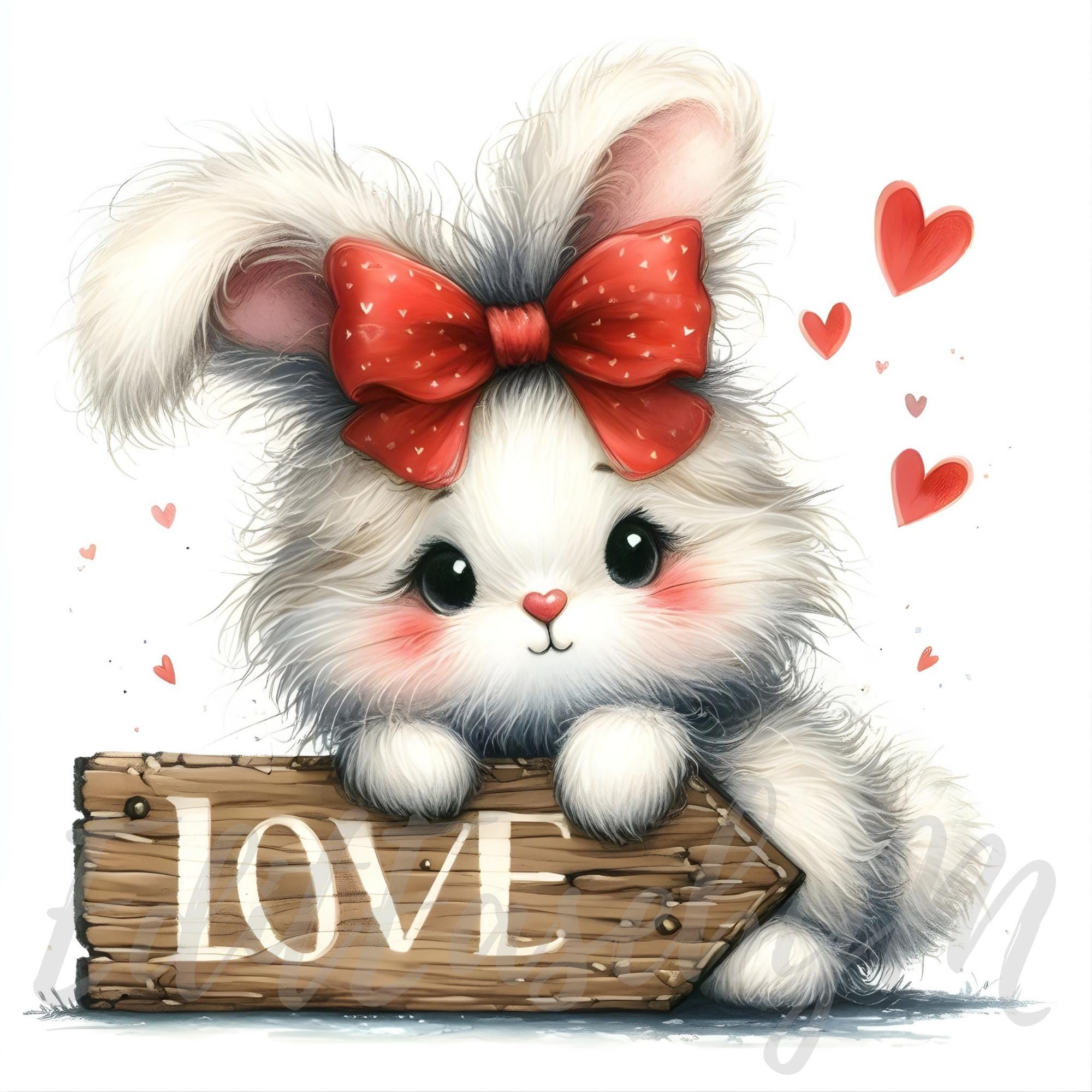 Valentine Bunny Clipart | 10 High-quality 300 DPI Jpegs Commercial Use ...