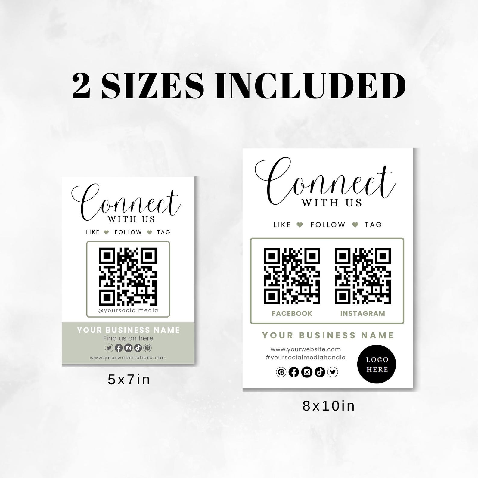 Social Media Sign for Small Business QR Code Sign Connect With Us Sign ...