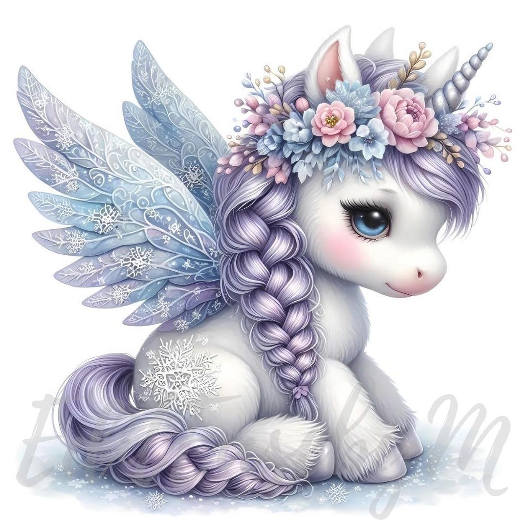 Frost Blossom Fairy Unicorn Clipart | 10 High-quality 300 DPI Jpgs ...