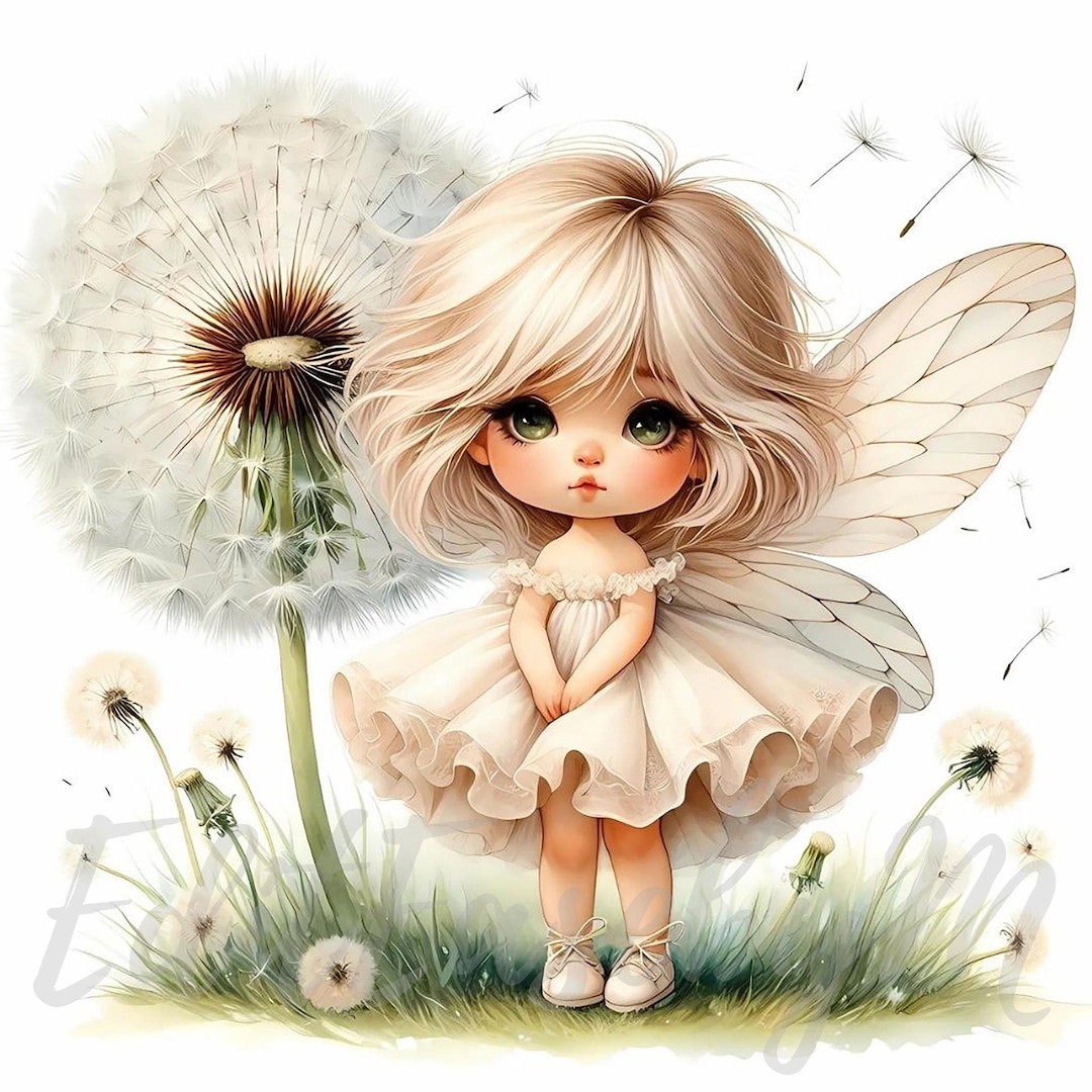 Dandelion Drift Pixie Clipart | 10 High-quality 300 DPI Jpegs Commercial Use Whimsical Summer ...