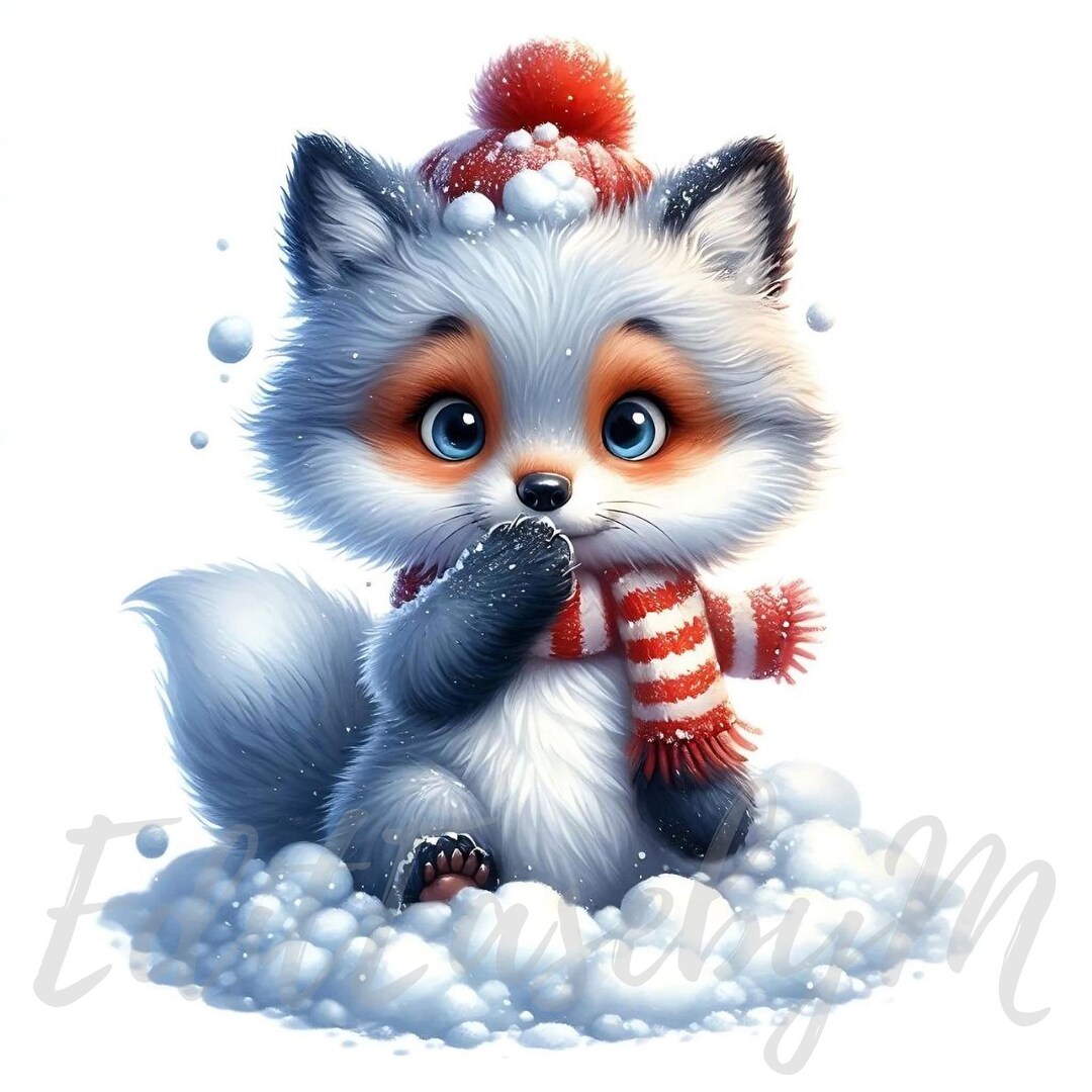 Quirky Christmas Fox Clipart | 10 High-quality 300 DPI Jpegs Commercial ...