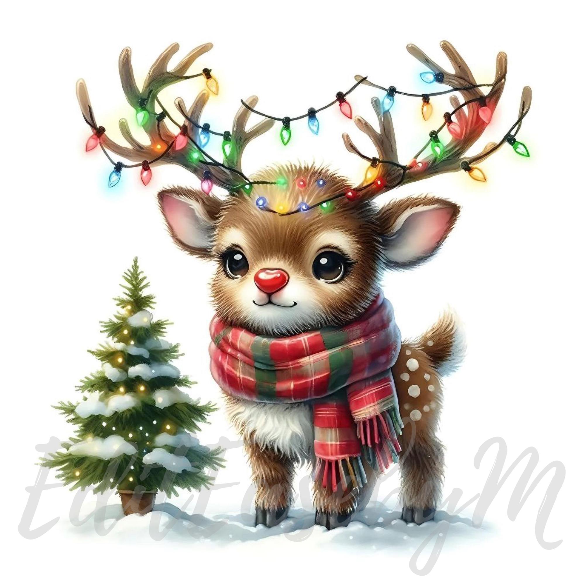 Christmas Reindeer Clipart | 10 High-quality 300 DPI Jpegs Commercial ...