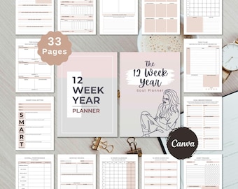 12 Week Year Planner Template Printable 90 Day Goal Planner SMART Goal Setting Editable 12-week ...