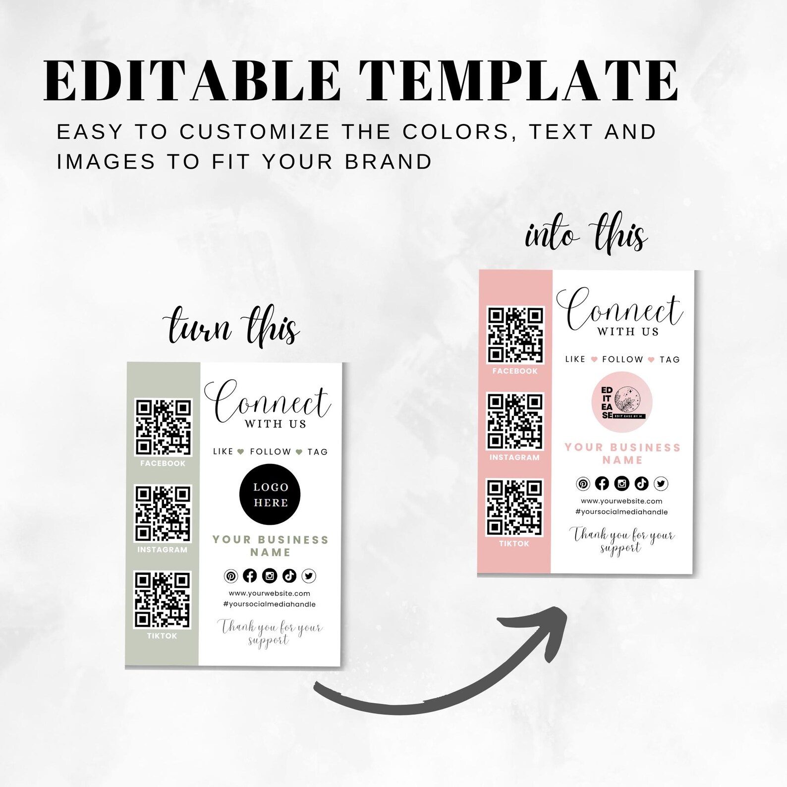 Social Media Sign for Small Business QR Code Sign Connect With Us Sign ...