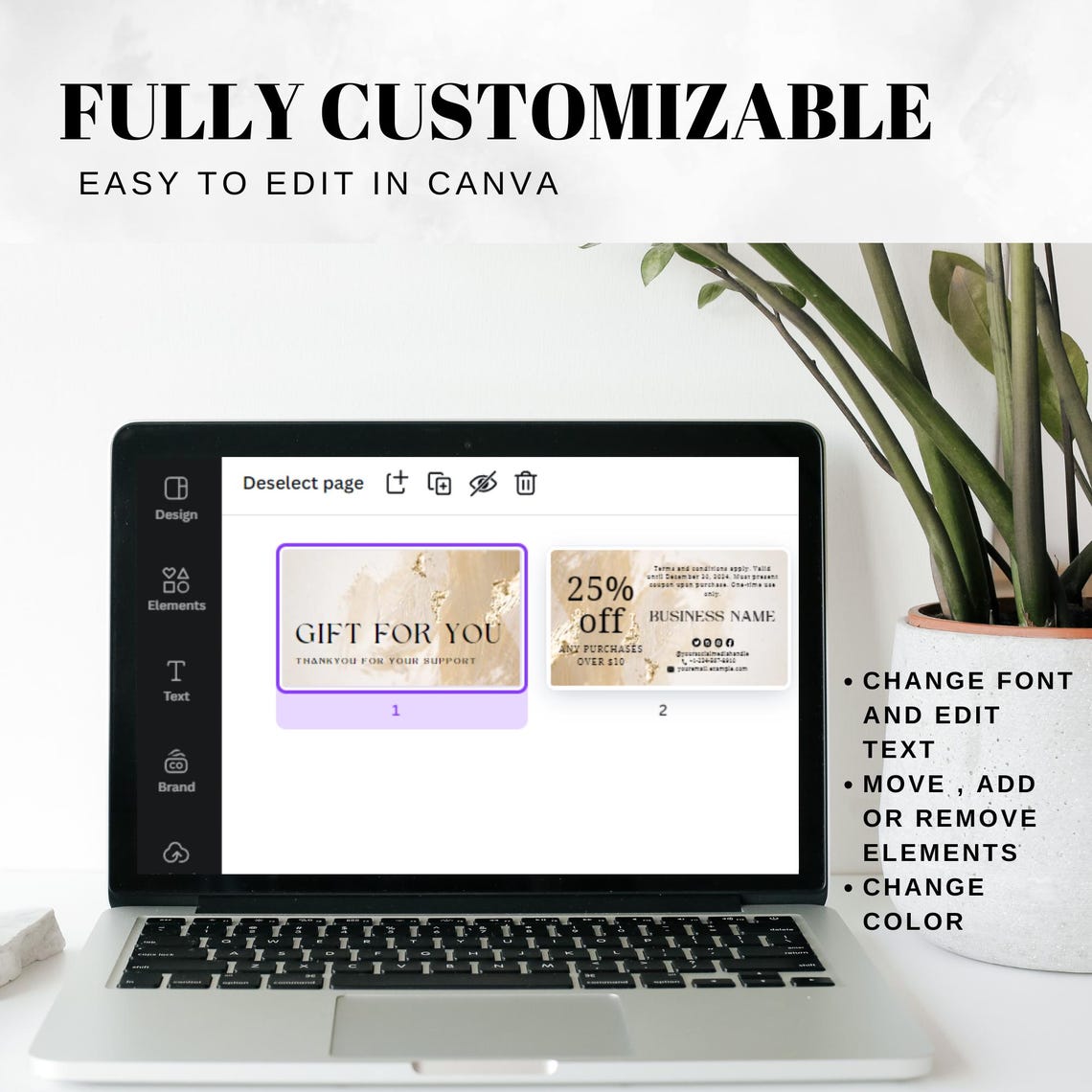 Elegant Gold Coupon Card Template Editable Coupon Card Canva Template ...