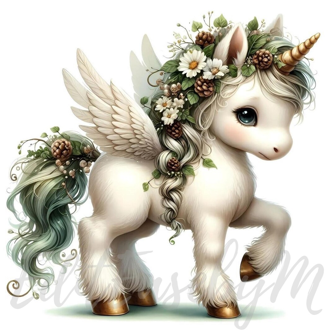 Pinecone Woodland Fairy Unicorn Clipart | 10 High-quality 300 DPI Jpegs ...