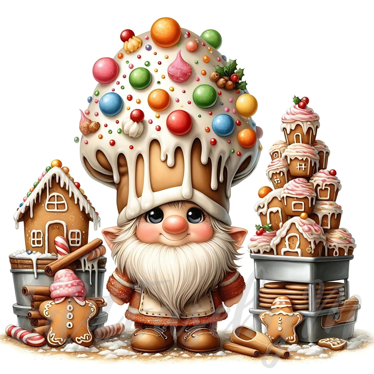 Gingerbread Baker Gnome Clipart | 10 High-quality 300 DPI JPG ...