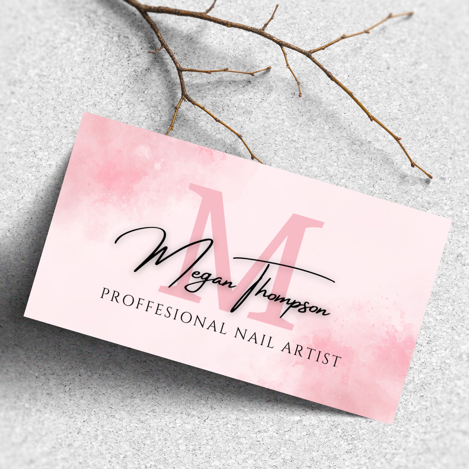 QR Code Business Card Template | Pink Nail Tech Editable Nail Artist ...