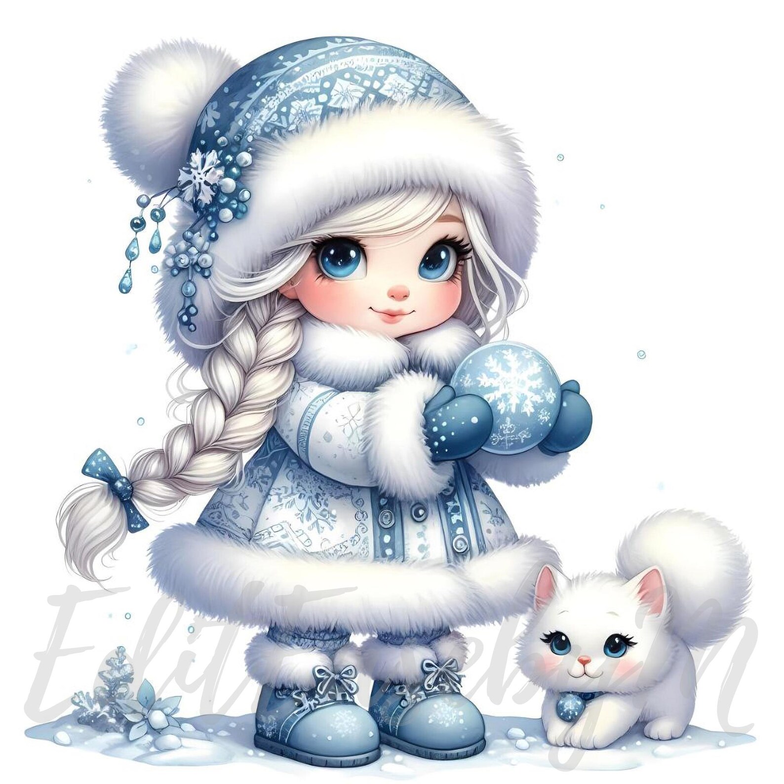 Frosty Cat Friend Gnome Clipart | 10 High-quality 300 DPI Jpegs ...