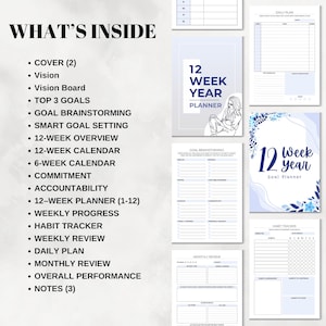 12 Week Year Planner Template | Planner Canva Template SMART Goal ...