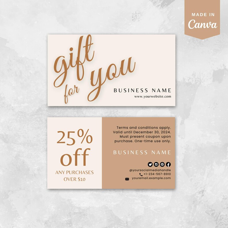 Editable Coupon Card Template Customizable Marketing Card for Small ...