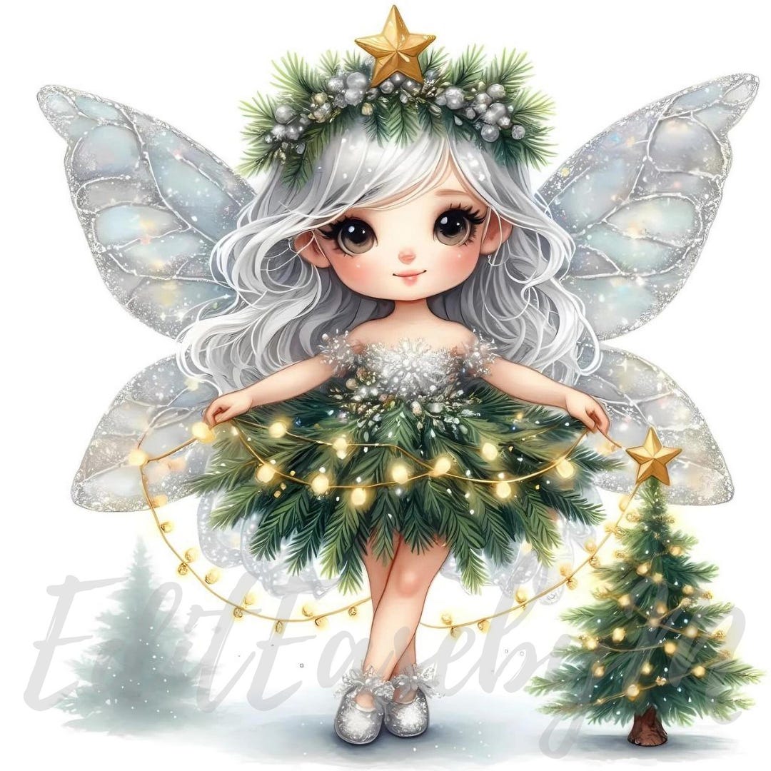 Christmas Tree Fairy Clipart | 10 High-quality 300 DPI Jpegs Commercial ...
