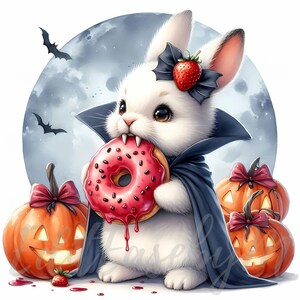 Vampire Bunny Picnic Clipart | 10 High-quality 300 DPI Jpegs Commercial ...