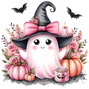 Cute Witch Ghost Clipart | 10 High-quality 300 DPI Jpegs Commercial Use ...