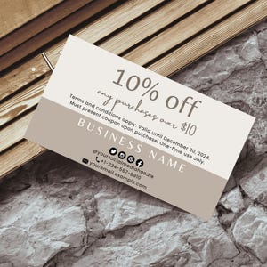 Editable Coupon Card Template Customizable Marketing Card for Small ...