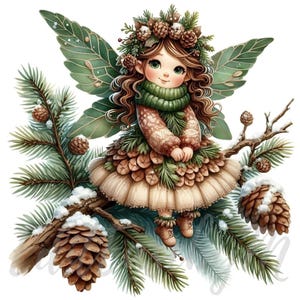 Pinecone Woodland Fairy Clipart | 10 High-quality 300 DPI Jpegs ...