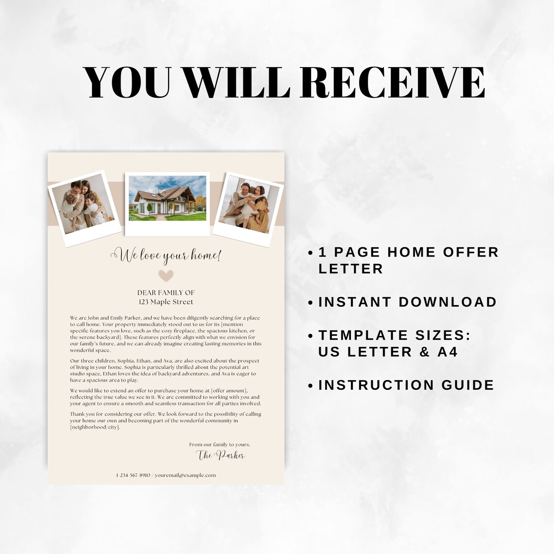 Home Offer Letter Template Canva Template Editable We Love Your Home ...
