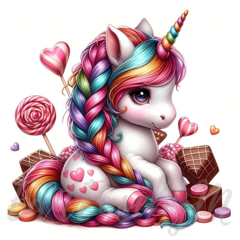 Sweet Treats Unicorn Clipart | 10 High-quality 300 DPI Jpegs Commercial ...