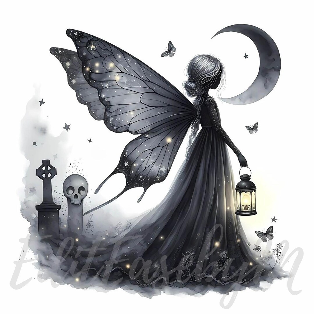 Twilight Cemetery Fairy Clipart | 10 High-quality 300 DPI Jpegs ...