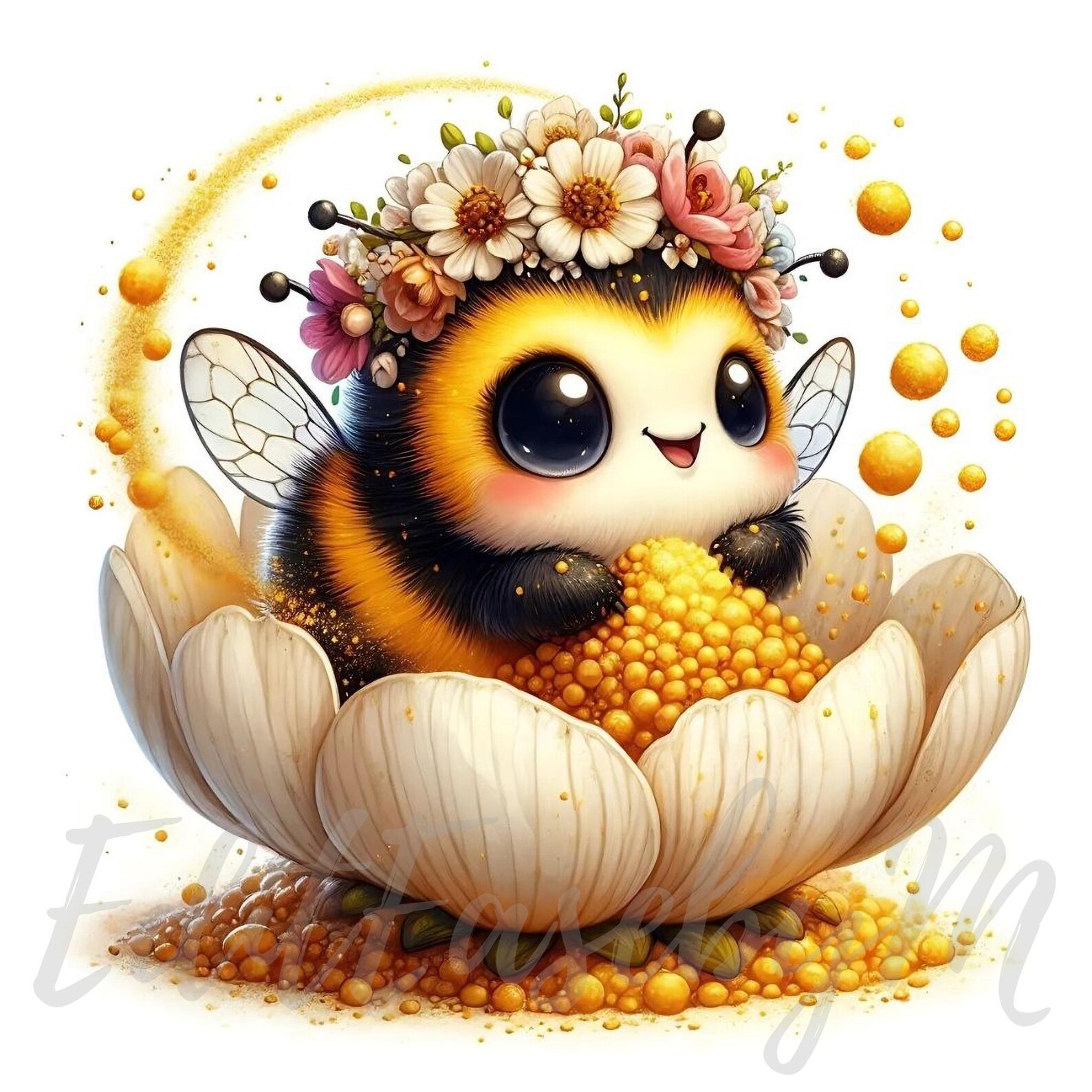 Pollen Puff Bee Clipart | 10 High-quality 300 DPI Jpegs Commercial Use ...