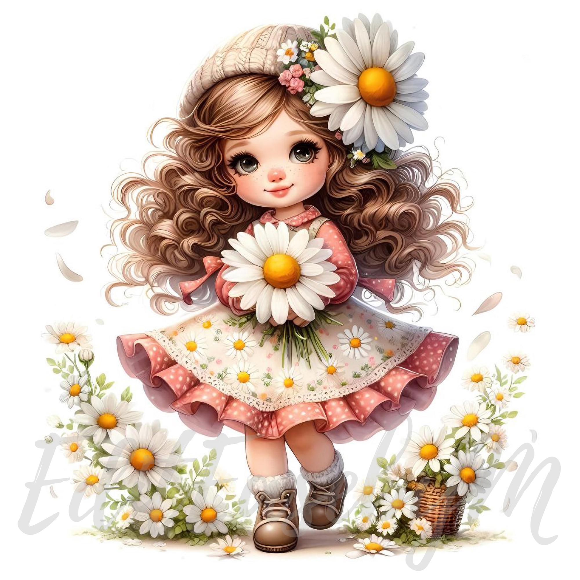 Daisy Flower Gnome | 10 High-quality 300 DPI Jpegs Commercial Use ...