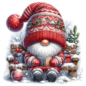 Christmas Santa Gnome Clipart | 10 High-quality 300 DPI Jpegs ...