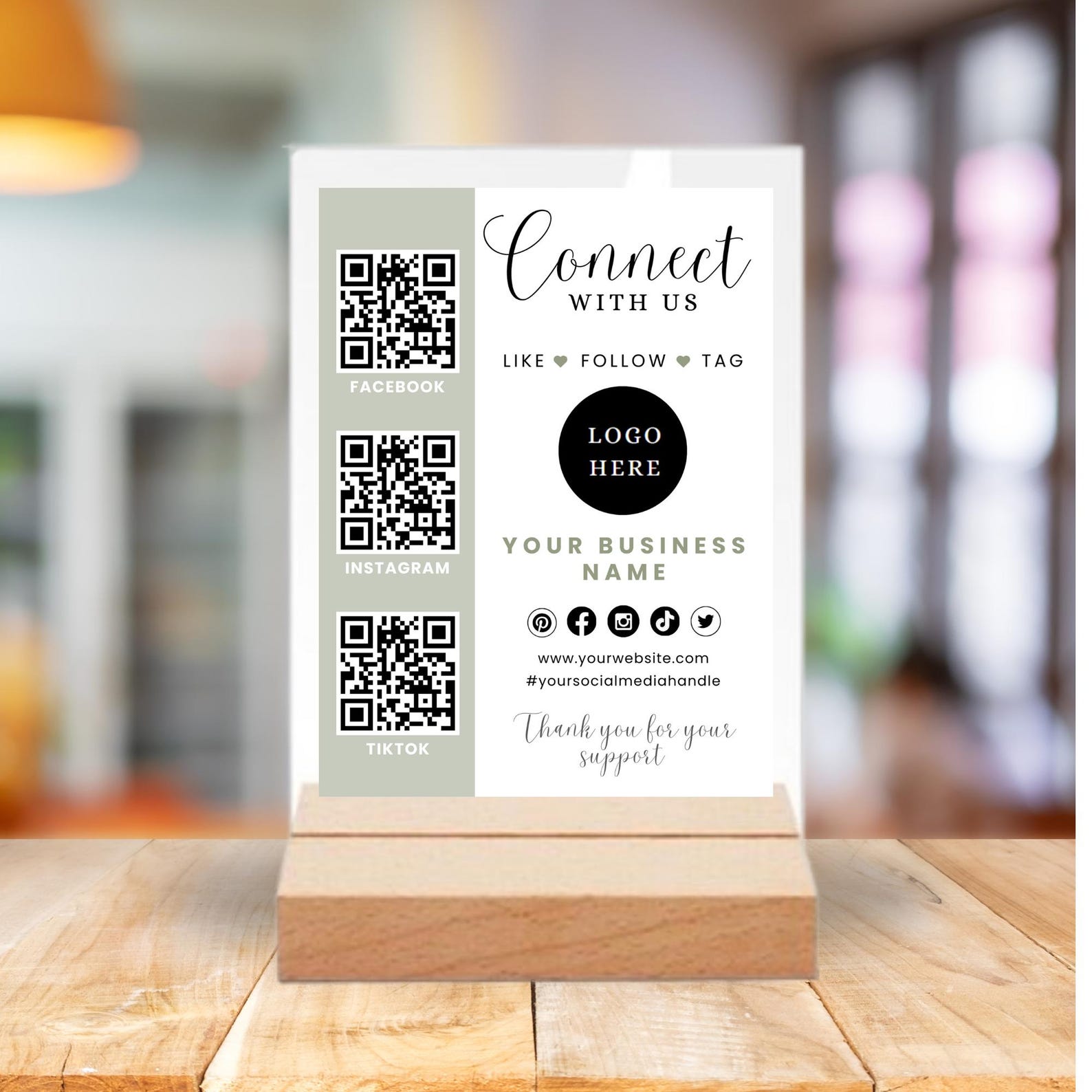 Social Media Sign for Small Business QR Code Sign Connect With Us Sign ...