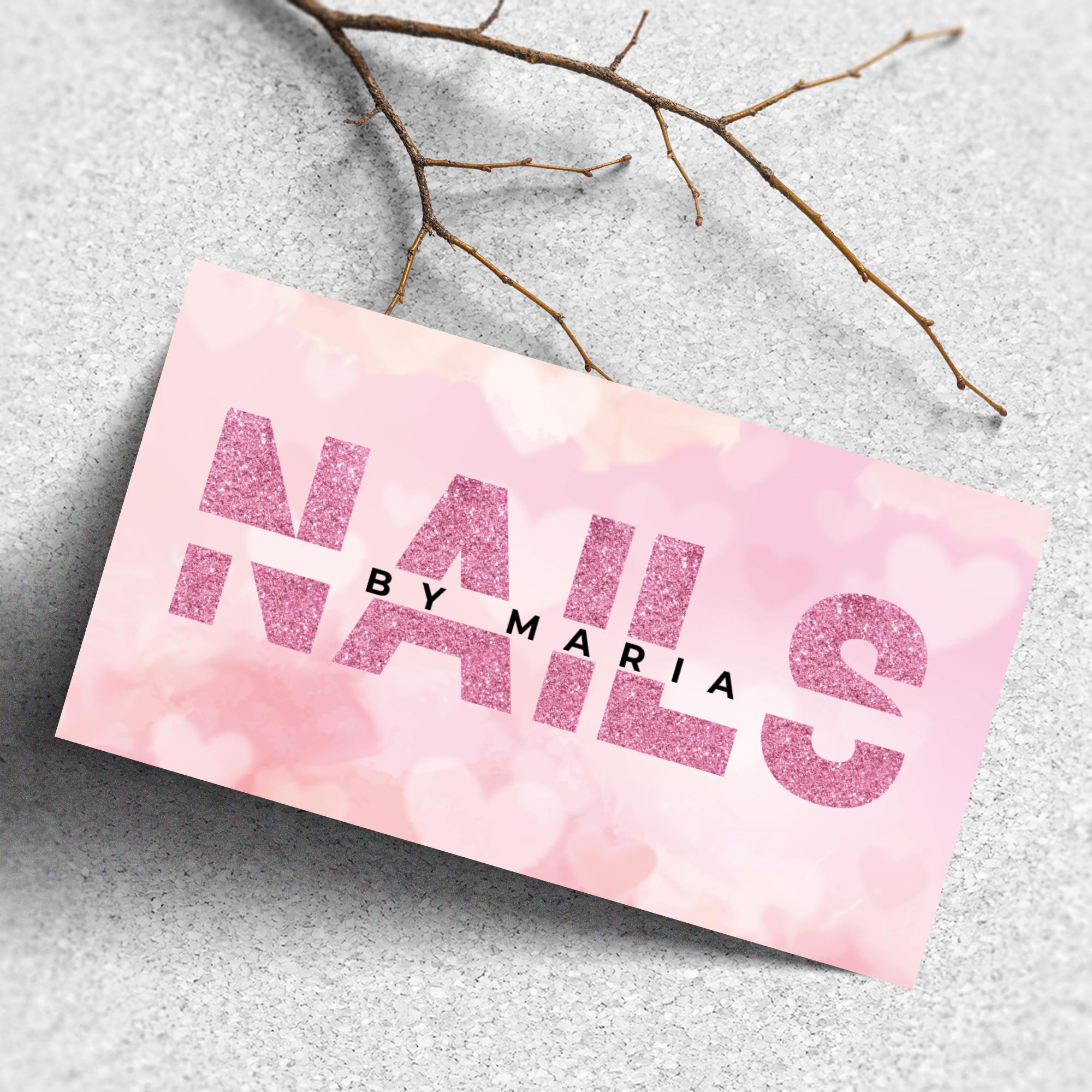 Editable QR Code Business Card Template Pink Nail Tech Nail Artist ...