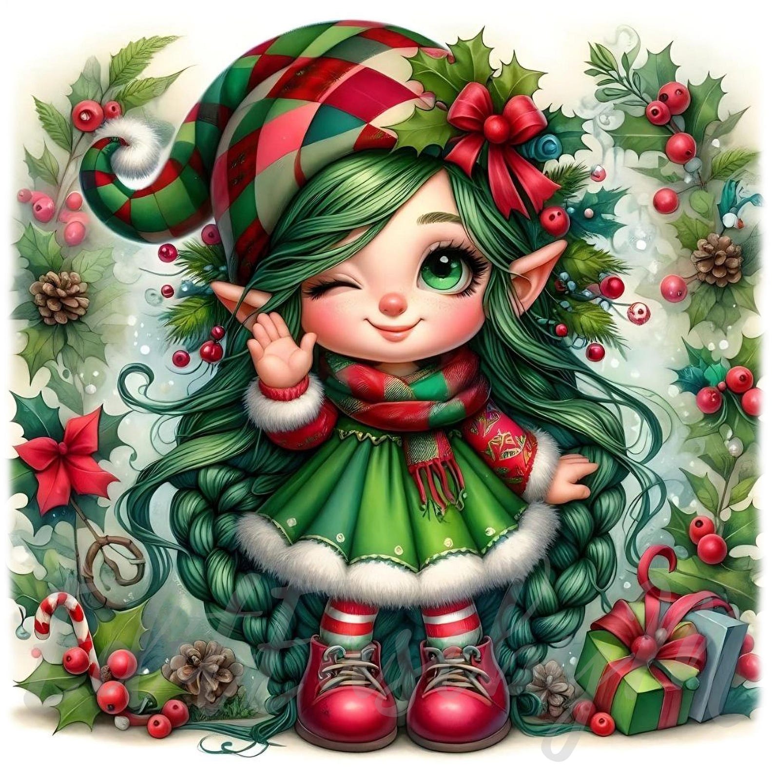 Mistletoe Mischief Gnome Clipart | 10 High-quality 300 DPI Jpegs ...