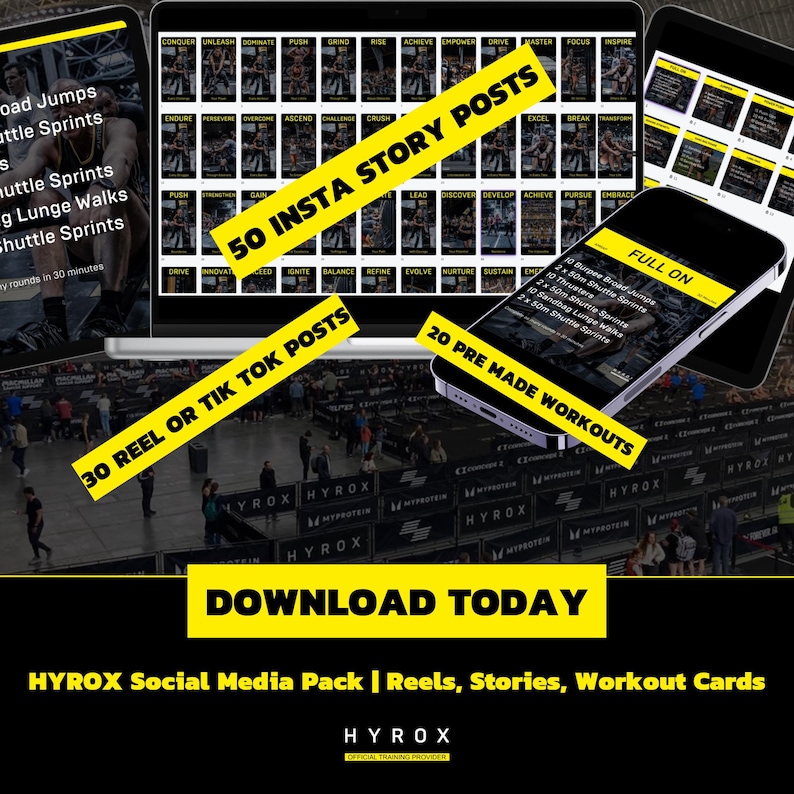 HYROX Social Media Pack | Reels, Stories, Workout Cards - Etsy