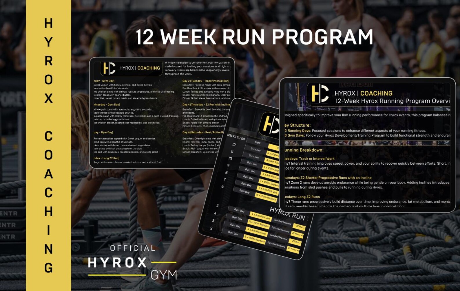 HYROX 12-week Run Program | Improve 1km Times + Example 7-day Meal Plan ...