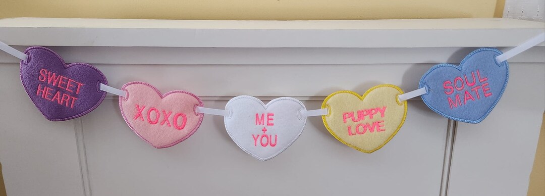 Conversation Heart Garland, Valentine's Day Heart Garland Heart Garland ...